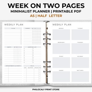 Undated Weekly Grid Planner Printable, Weekly Grid Printable, Weekly ...