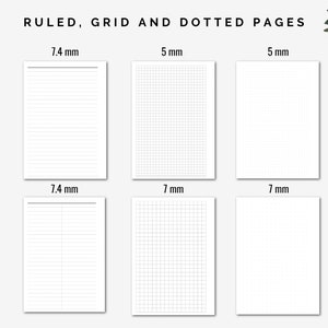A6 Lined, Dot and Grid Printable Pages, Planner Basics A6, Printable ...