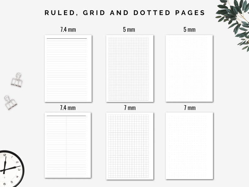 A6 Lined, Dot and Grid Printable Pages, Planner Basics A6, Printable ...