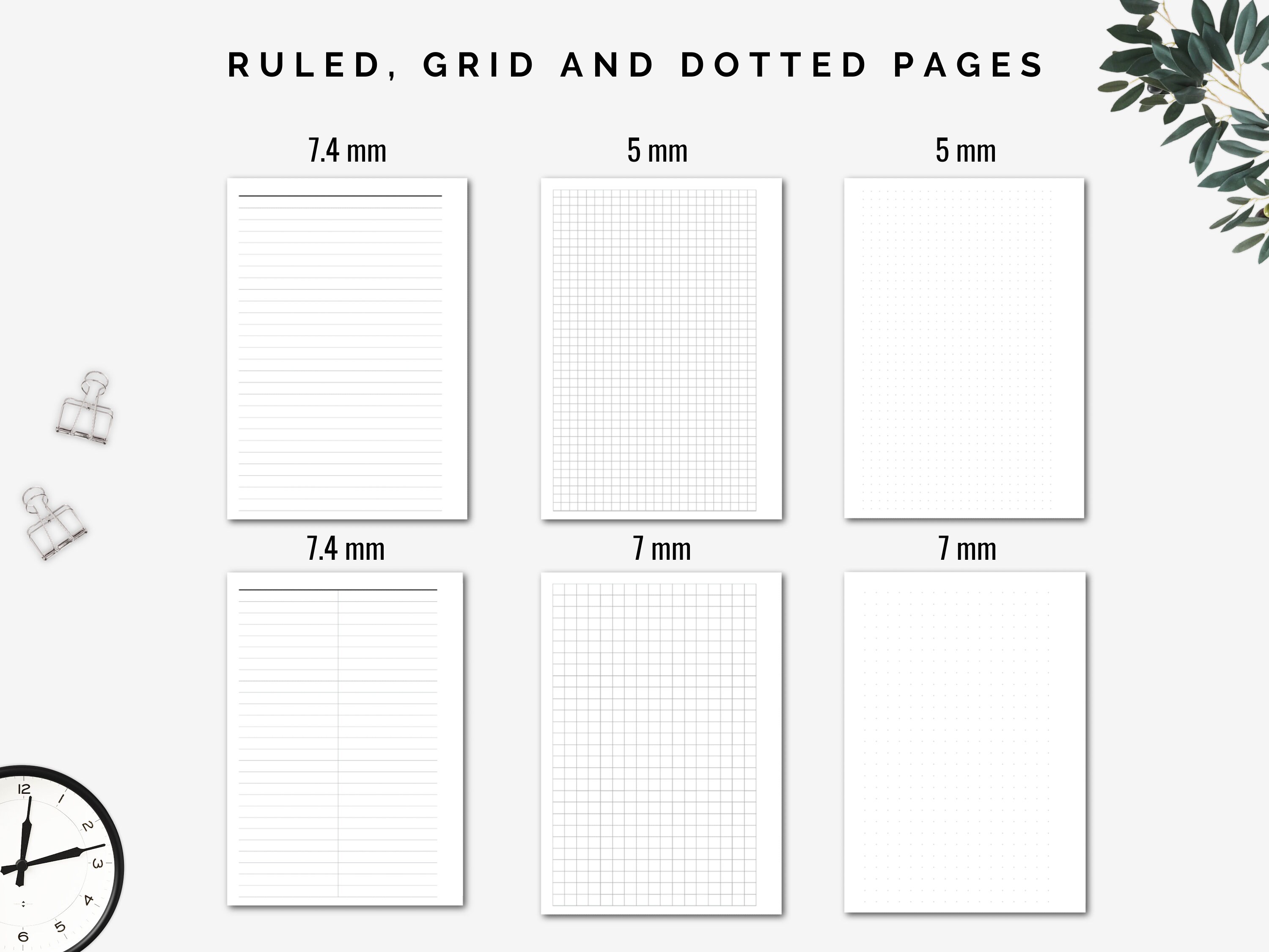 A6 Lined, Dot and Grid Printable Pages, Planner Basics A6, Printable ...
