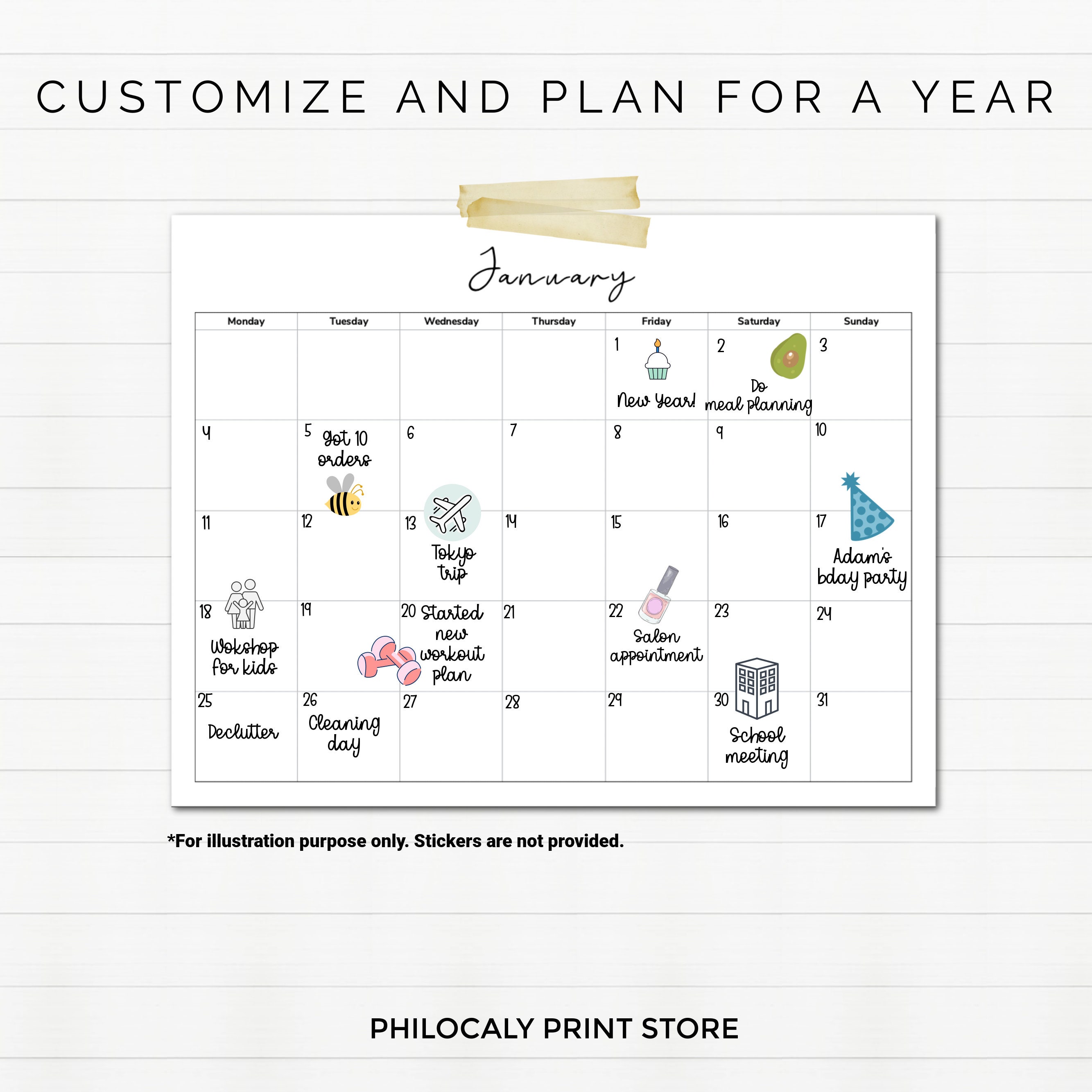 Blank Undated Monthly Calendar Printable, Monthly Printable Calendar ...