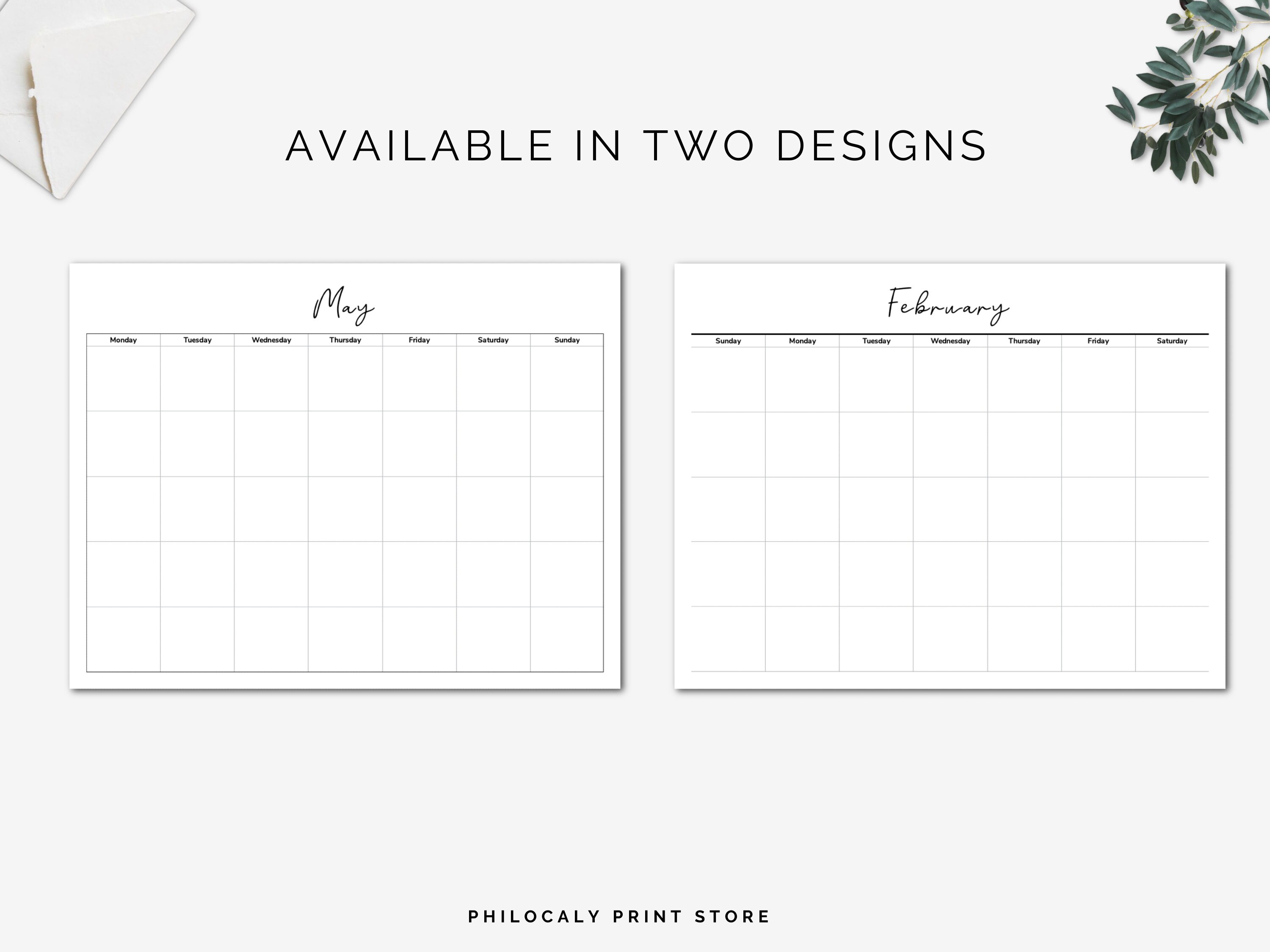 Blank Undated Monthly Calendar Printable, Monthly Printable Calendar ...