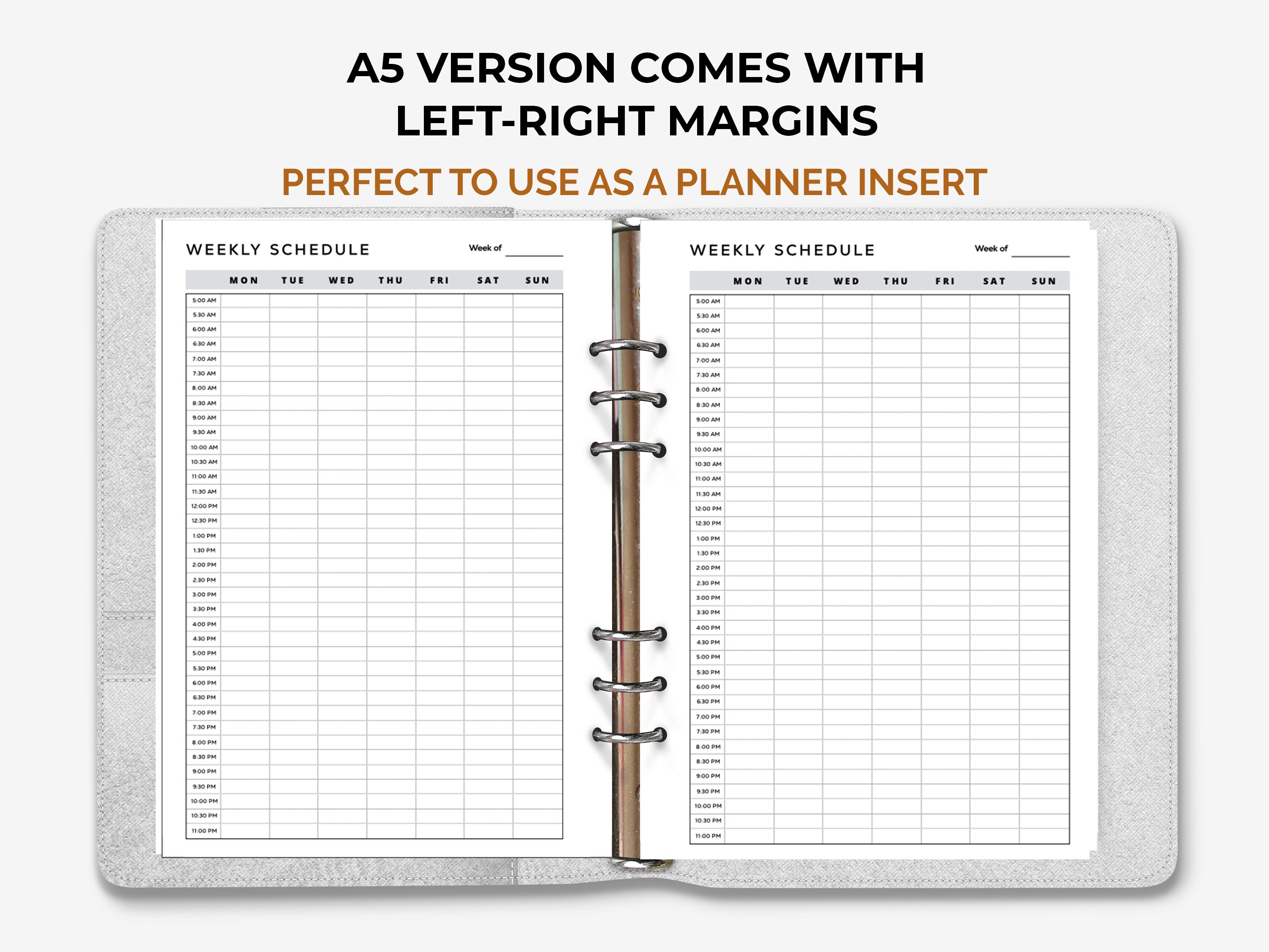 Half Hour Weekly Schedule, Printable Half Hour Planner, Weekly to Do ...