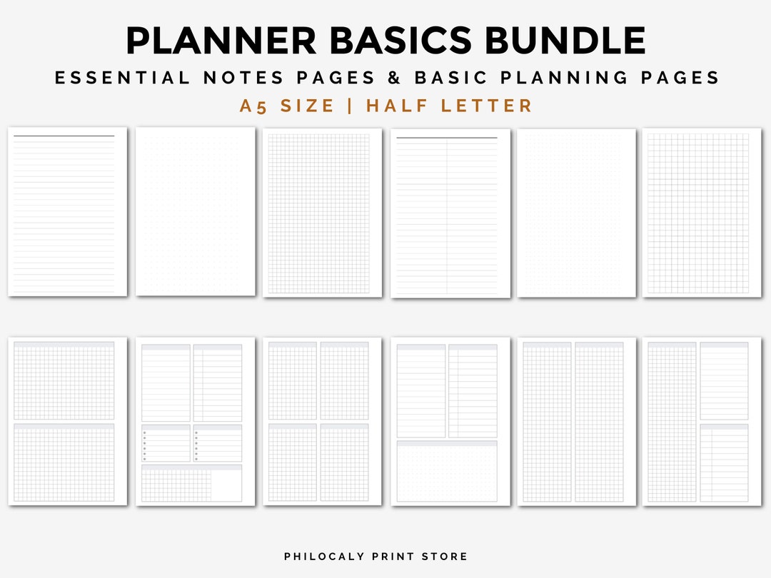 Lined, Dot and Grid Printable Pages, Planner Basics, Printable Notes ...
