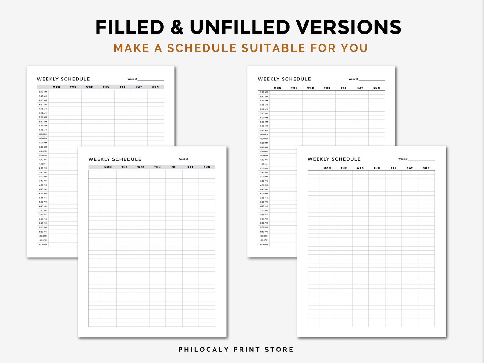 Half Hour Weekly Schedule, Printable Half Hour Planner, Weekly to Do ...