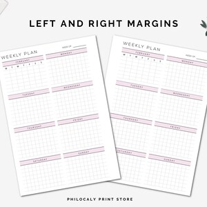 Undated Weekly Grid Planner Printable, Weekly Grid Printable, Weekly ...
