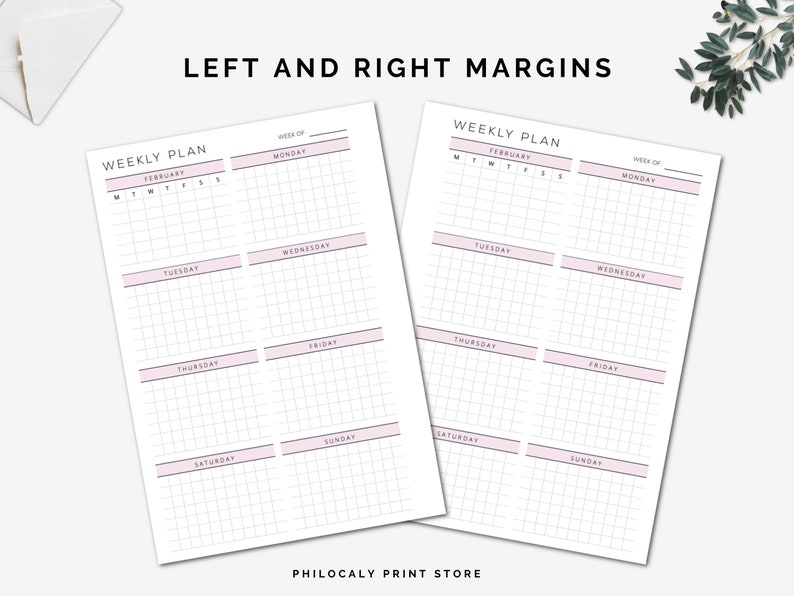 Undated Weekly Grid Planner Printable, Weekly Grid Printable, Weekly ...