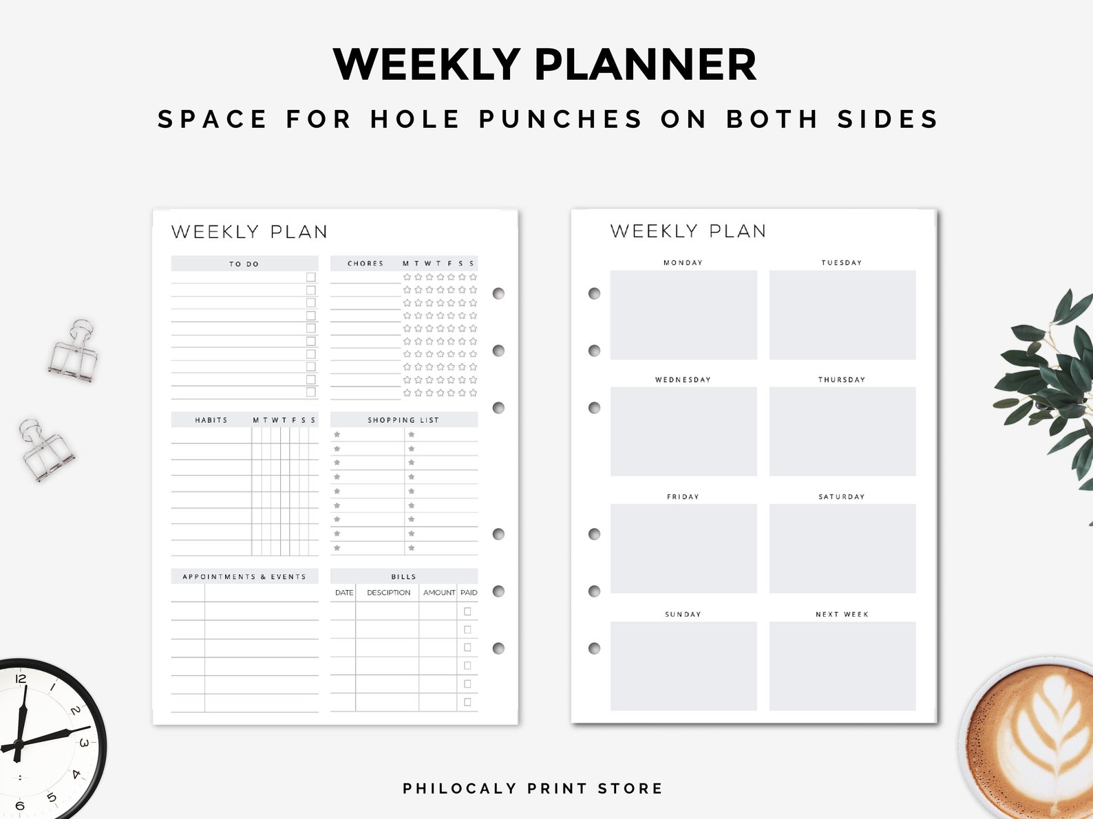 A6 Week on Two Pages, A6 Week at a Glance, Printable Weekly Planner ...