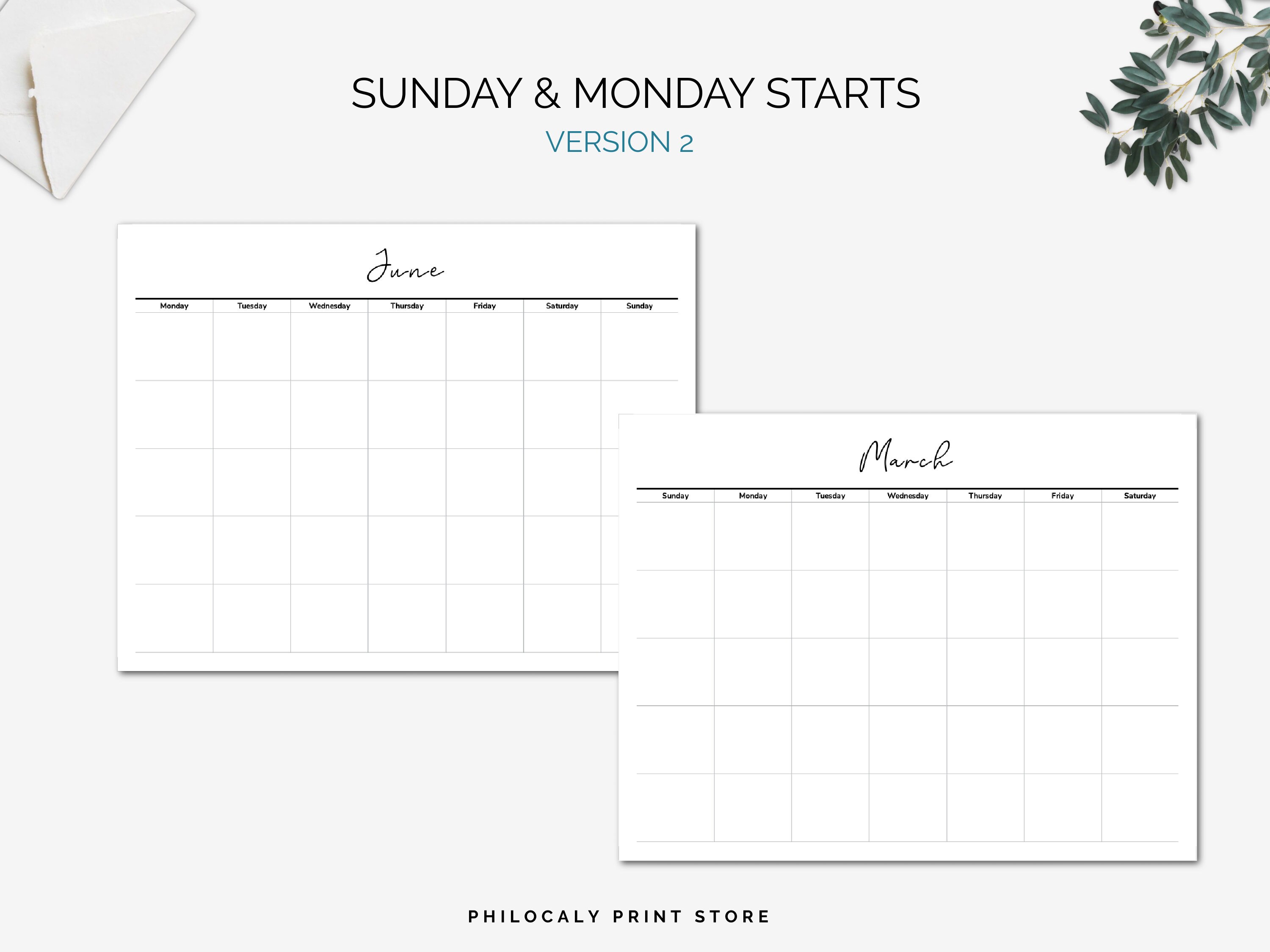Blank Undated Monthly Calendar Printable, Monthly Printable Calendar ...