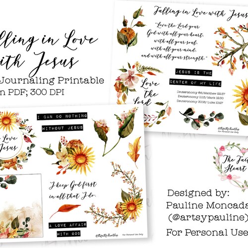 Bible Journaling Printable Fall in Love With Jesus 3 Easy - Etsy