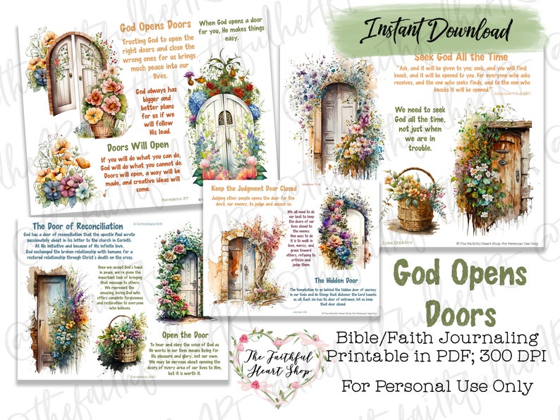 God Opens Doors, Bible Journaling Stickers Printable, Christian Faith ...