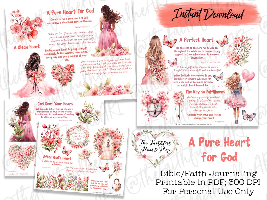 A Pure Heart for God. Bible Journaling Stickers Printable, Faith, Bible ...