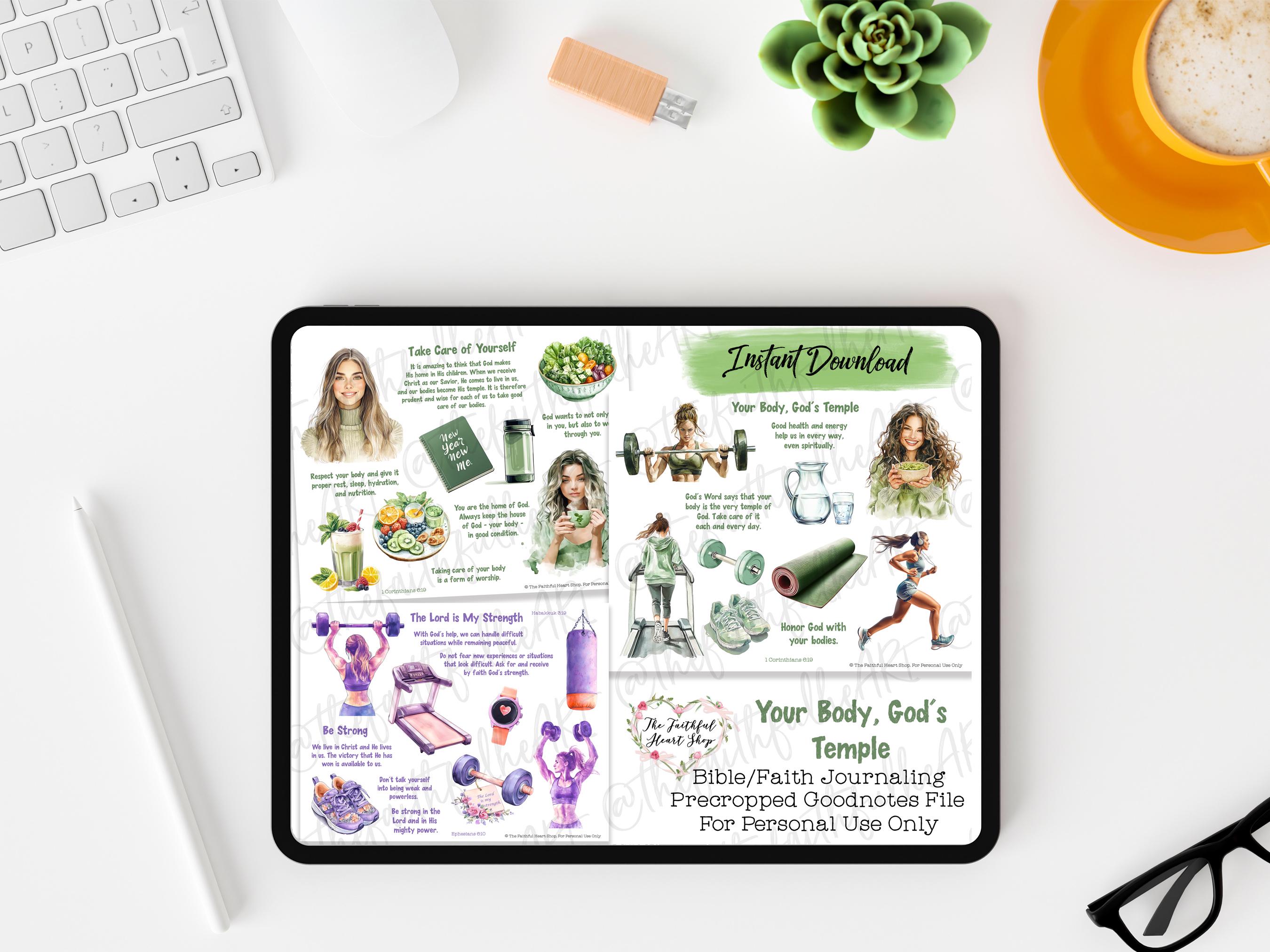 Your Body, God's Temple, Bible Journaling Stickers Printable in PDF and ...