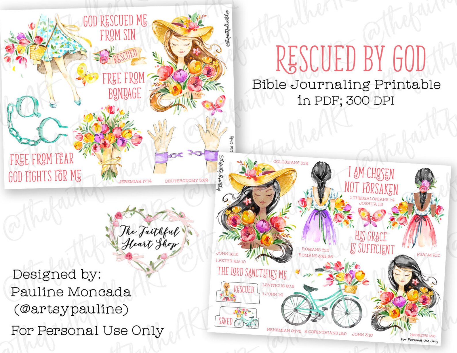 Rescued by God. Bible Journaling/ Faith Planner Digital - Etsy