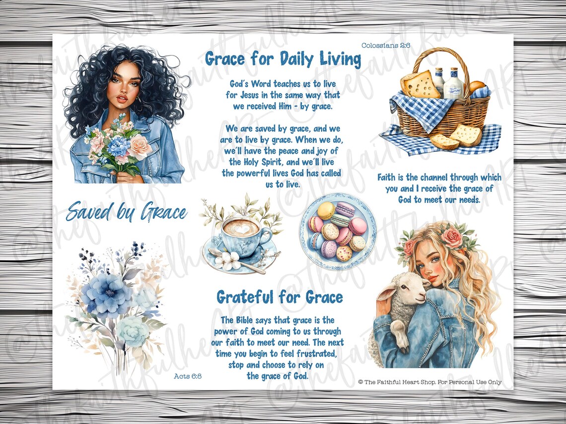 Living in God's Grace, Bible Journaling Stickers Printable, Faith ...