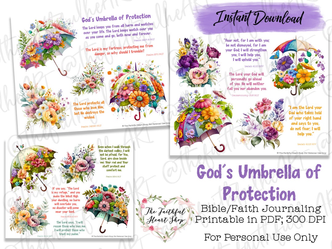 God's Umbrella of Protection, Bible Journaling Stickers Printable ...