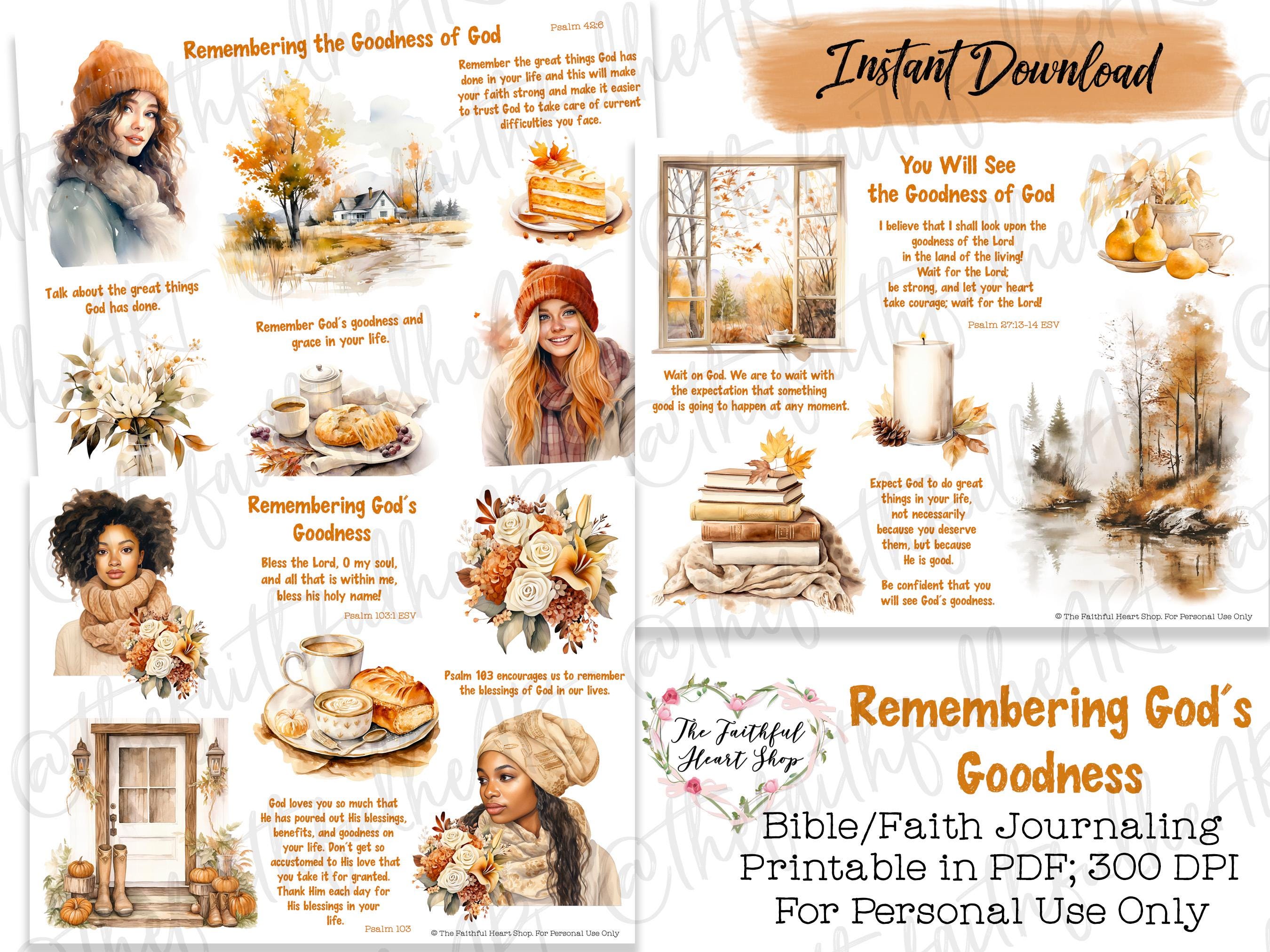 Remembering God's Goodness, Bible Journaling Stickers Printable, Bible ...
