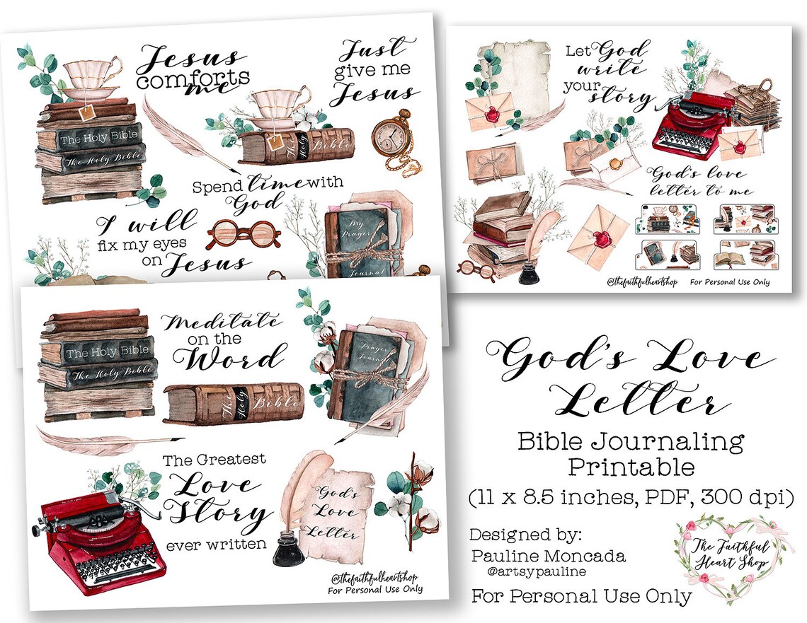 God's Love Letter, Bible Journaling Stickers Printable, Bible Art ...