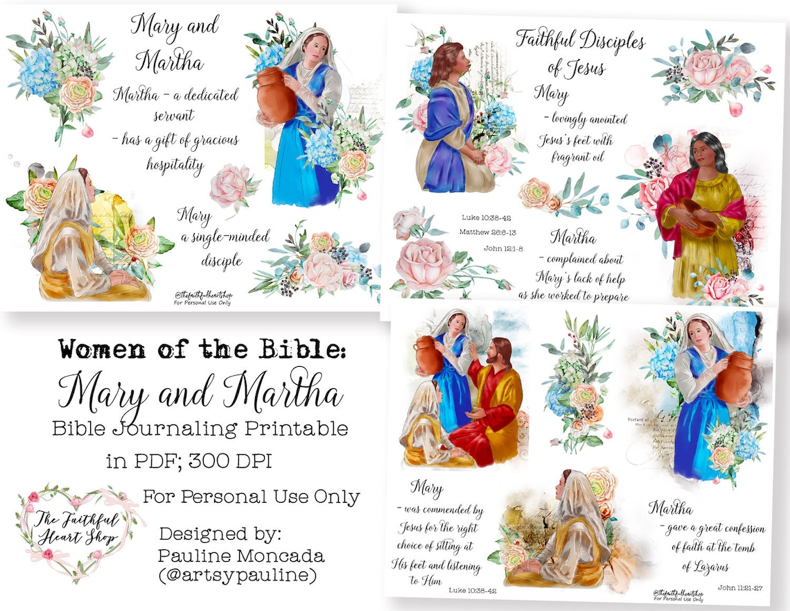 Women of the Bible: Mary and Martha in PDF. Bible - Etsy