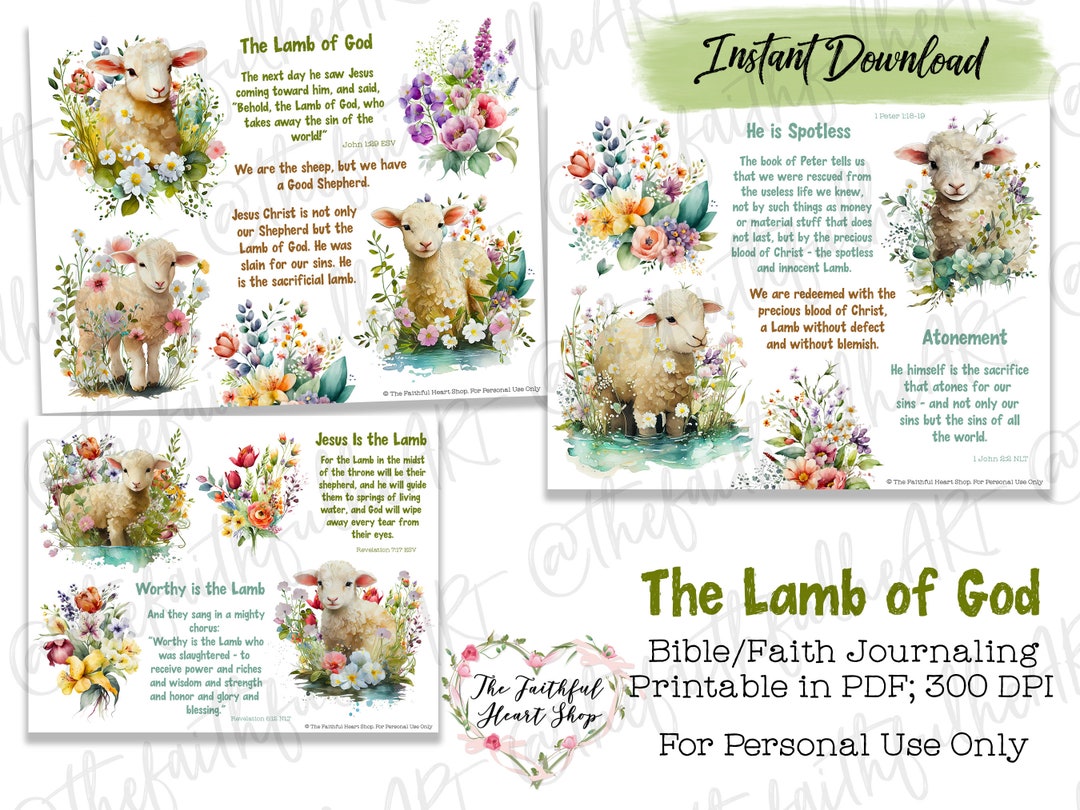The Lamb of God, Bible Journaling Stickers Printable, Christian Faith ...