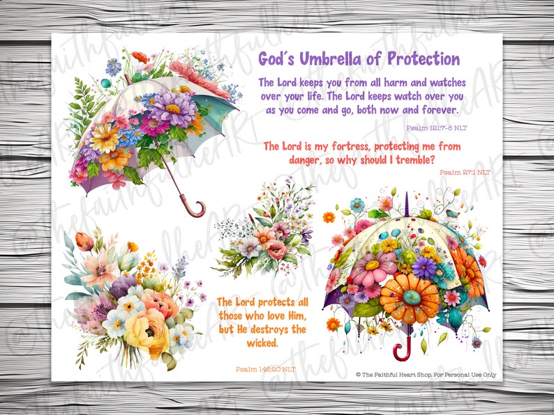 God's Umbrella of Protection Bible Journaling Stickers - Etsy