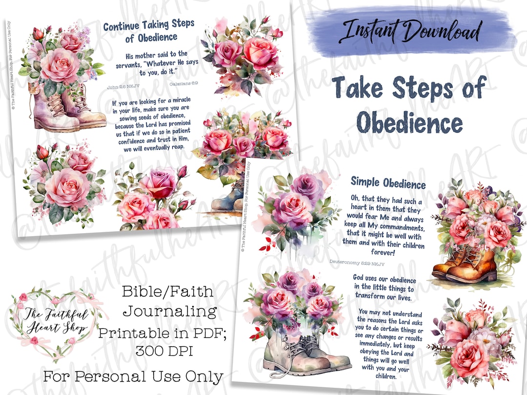 Take Steps of Obedience, Bible Journaling Stickers Printable, Christian ...