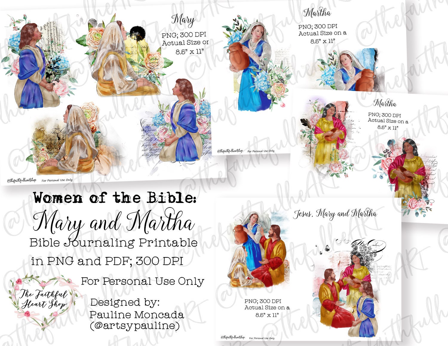 Women of the Bible: Mary and Martha in PNG and PDF. Bible | Etsy