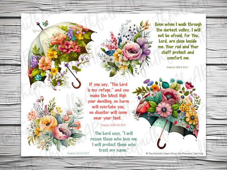 God's Umbrella of Protection, Bible Journaling Stickers Printable ...