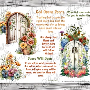 God Opens Doors, Bible Journaling Stickers Printable, Christian Faith ...