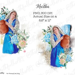 Women of the Bible: Mary and Martha in PNG and PDF. Bible Journaling/faith Planner Digital ...