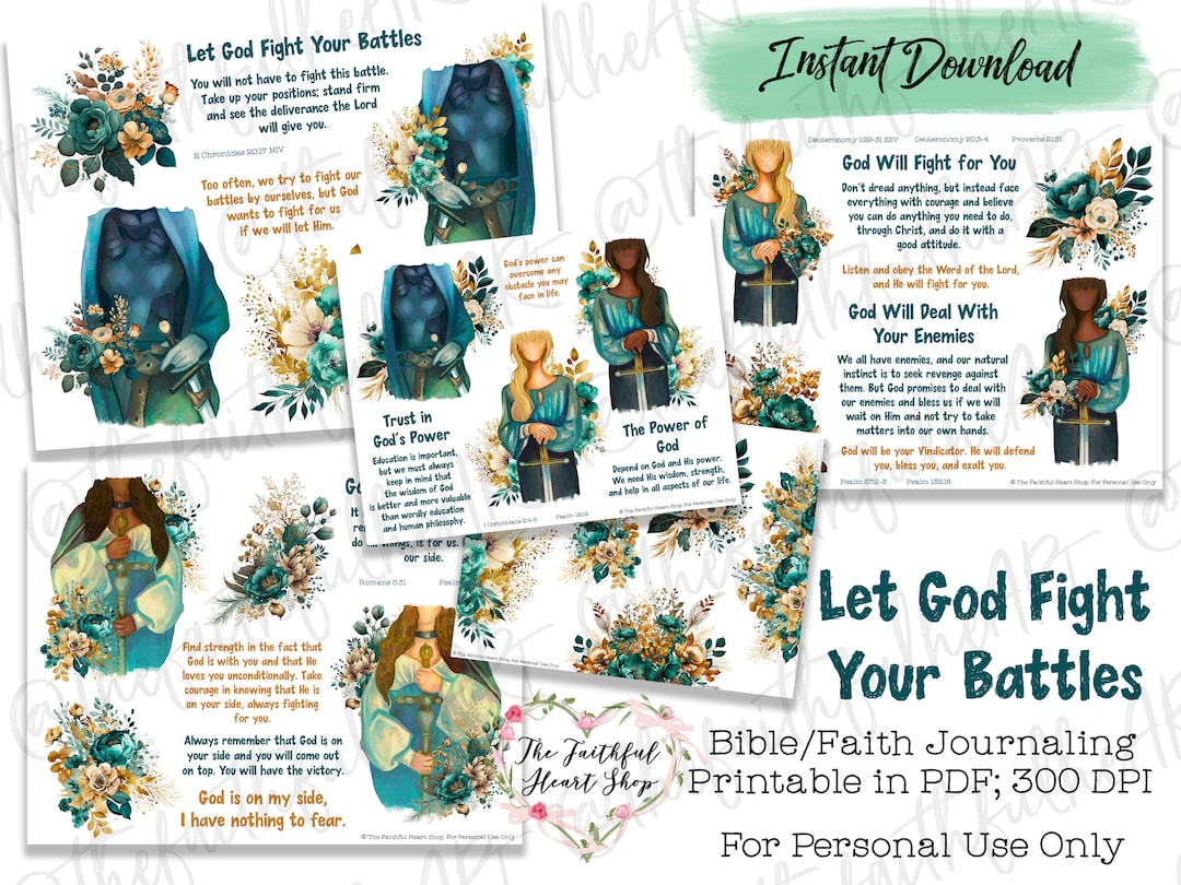 Let God Fight Your Battles, Bible Journaling Stickers Printable ...