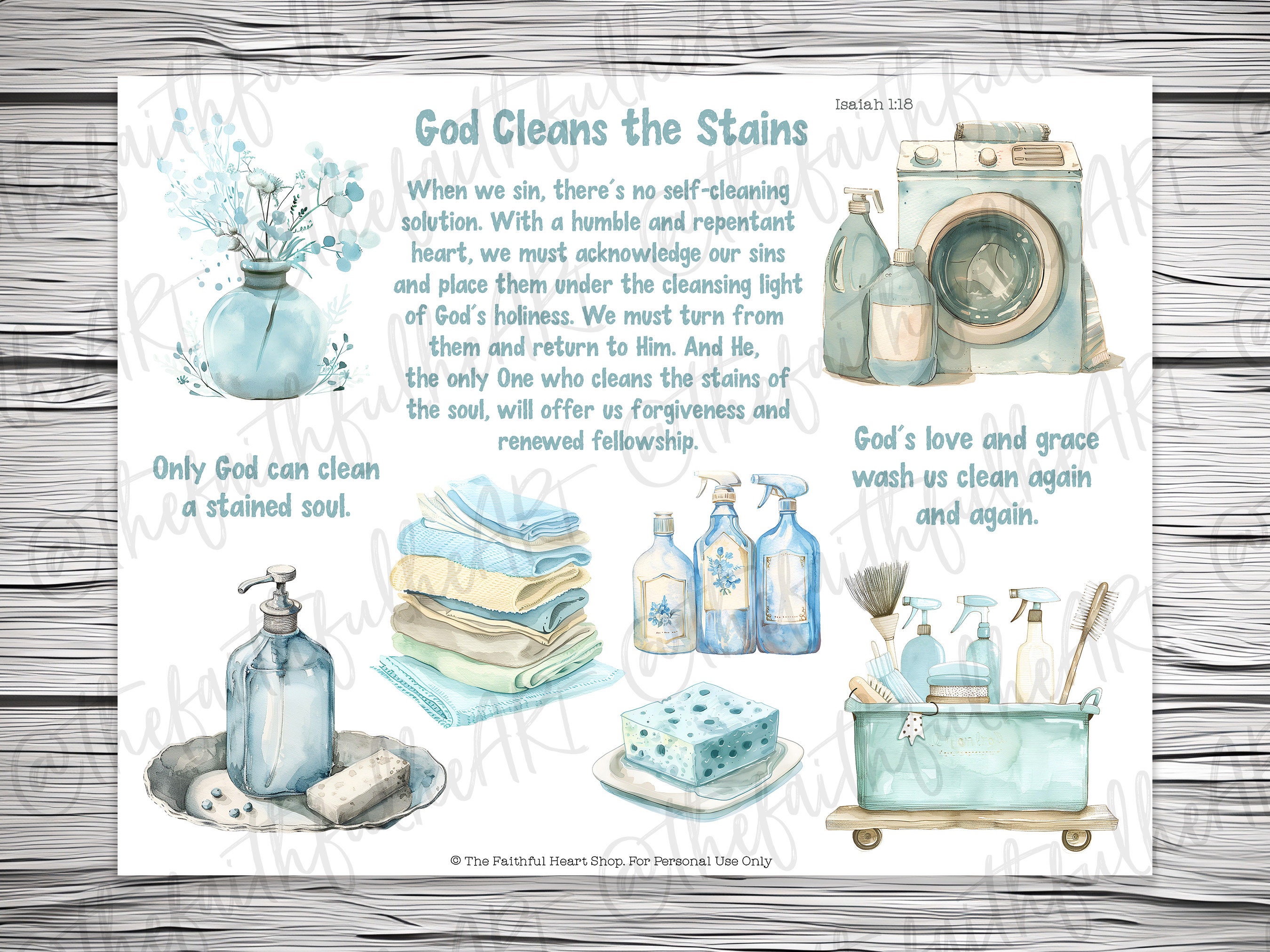God Cleans the Stains, Bible Journaling Stickers Printable, Faith ...