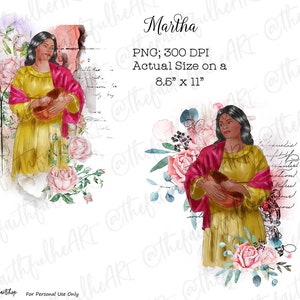 Women of the Bible: Mary and Martha in PNG and PDF. Bible Journaling/faith Planner Digital ...