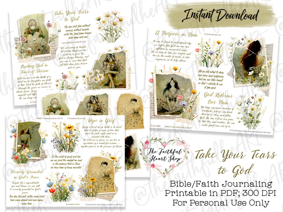 Take Your Tears to God, Bible Journaling Stickers Printable, Bible Art ...