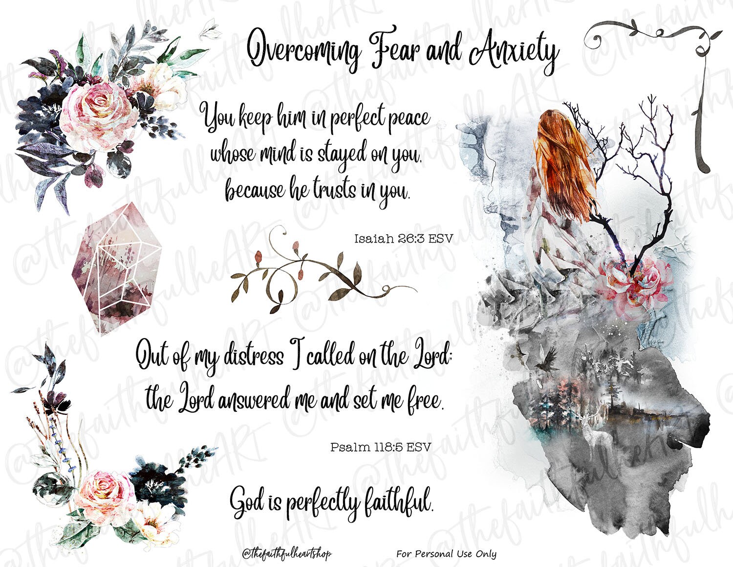 Overcoming Fear and Anxiety. Bible Journaling. Faith Planner Digital ...