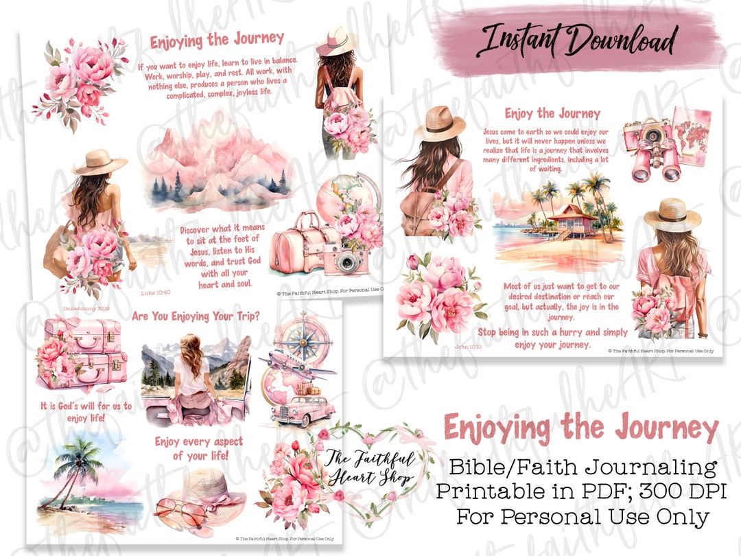 Enjoying the Journey, Bible Journaling Stickers Printable, Faith, Bible ...