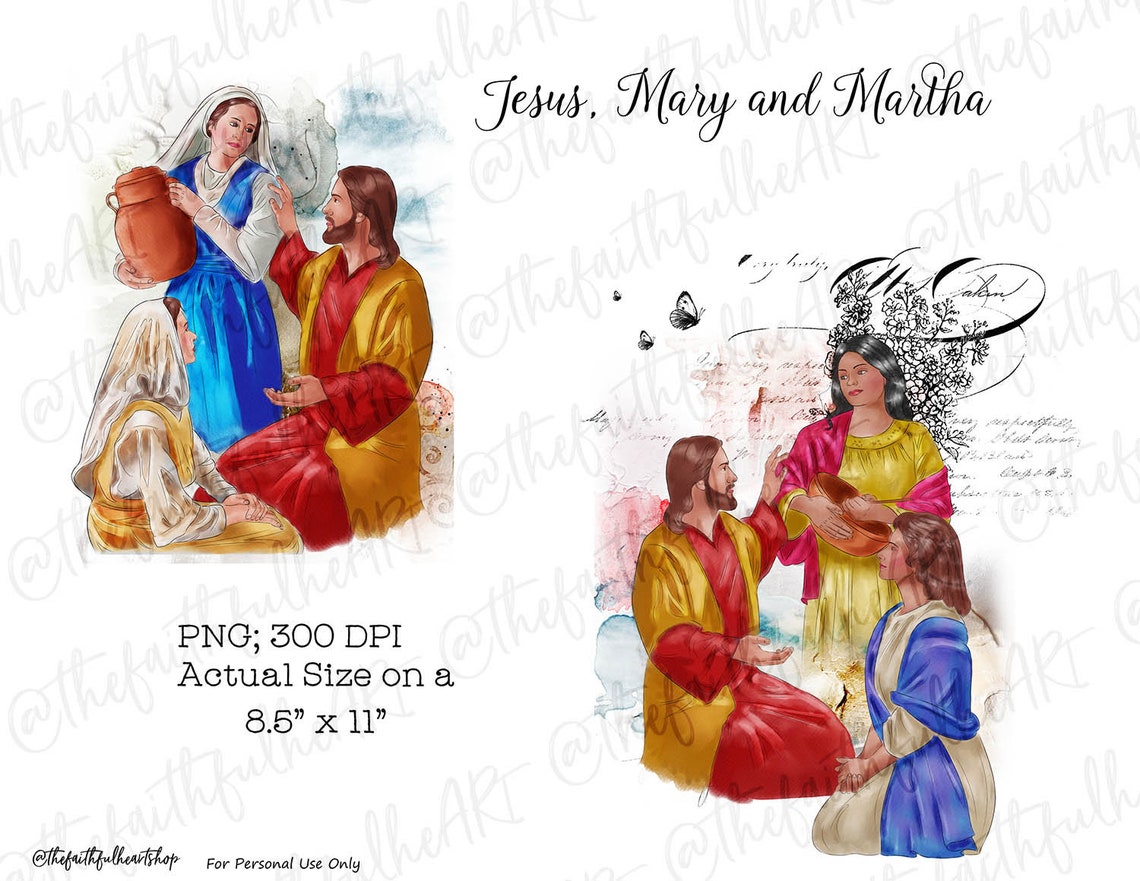 Women of the Bible: Mary and Martha in PNG and PDF. Bible | Etsy
