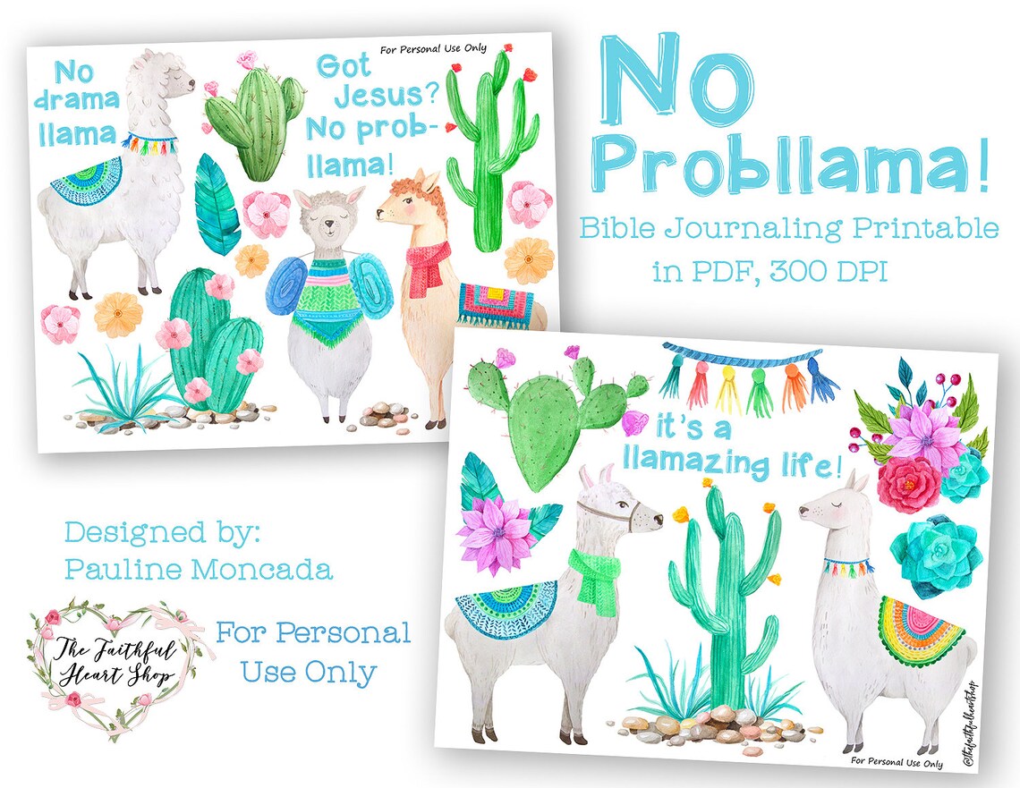 No Probllama Bible Journaling Digital Download Printable | Etsy