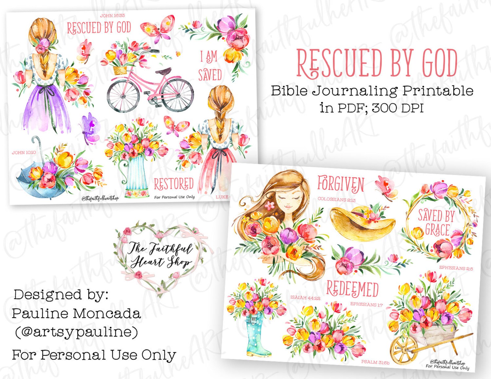 Rescued by God. Bible Journaling/ Faith Planner Digital - Etsy