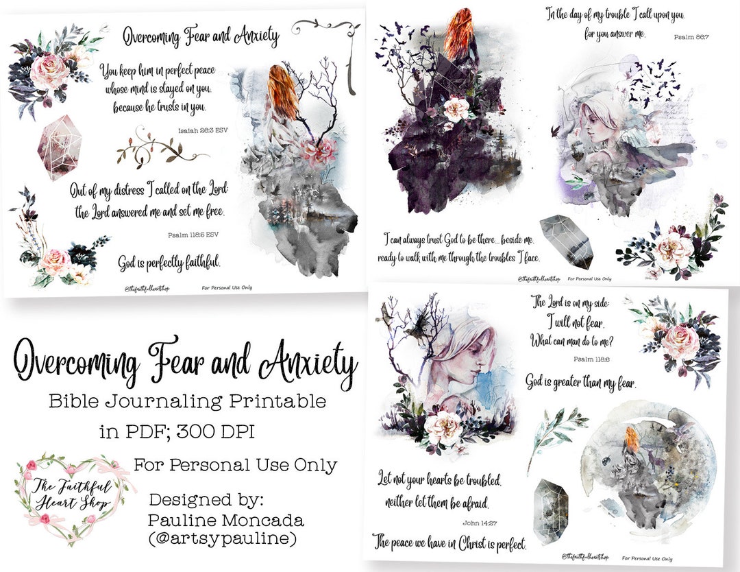 Overcoming Fear and Anxiety. Bible Journaling. Faith Planner Digital ...