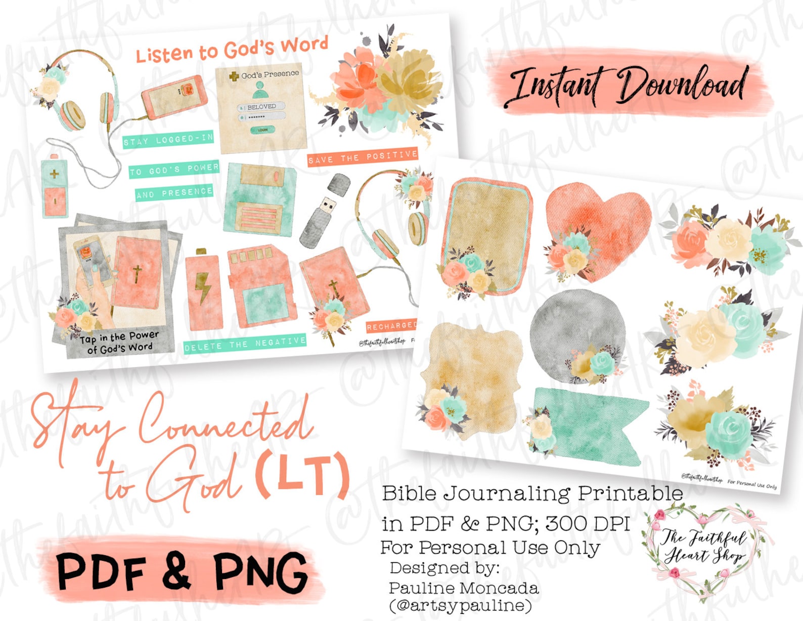 Stay Connected to God LT PDF & PNG. Bible Journaling. - Etsy