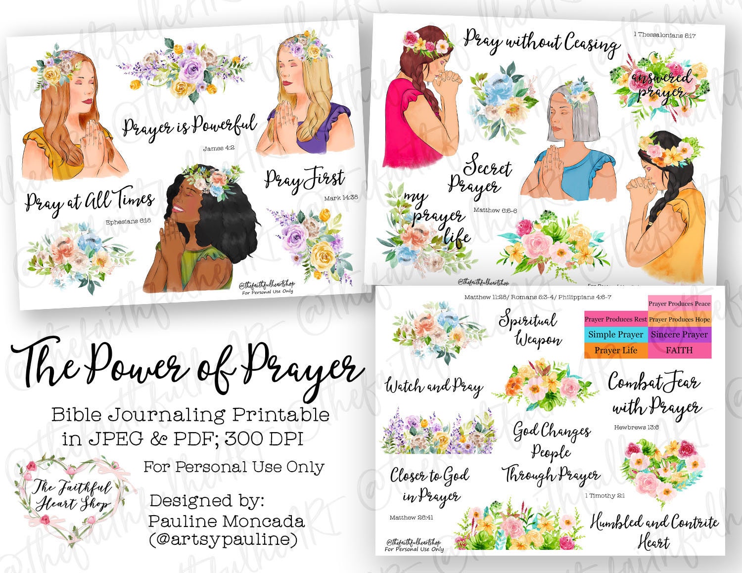 The Power of Prayer. Bible Journaling/ Faith Planner Digital Download ...