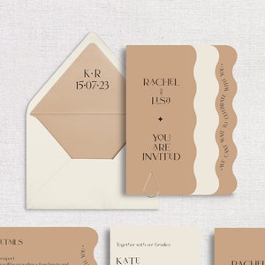 Wedding Digitally Printed A5 Wave Shaped Invitation Shaped Wedding ...