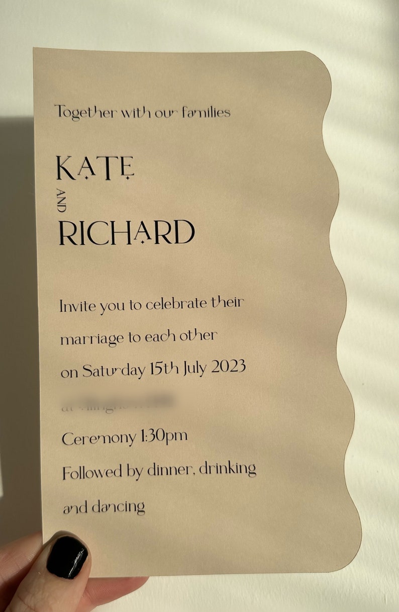 Wedding Digitally Printed A5 Wave Shaped Invitation Shaped - Etsy
