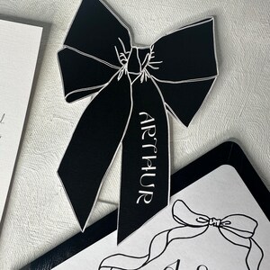 Wedding Bow Name Card | Wedding Place Setting | Bows Wedding | Bow ...