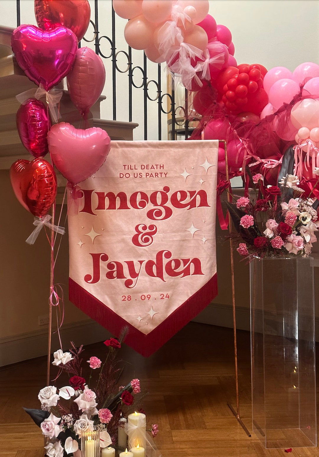 Personalized Velvet Wedding Banner Flag: Custom Event Signage - Etsy