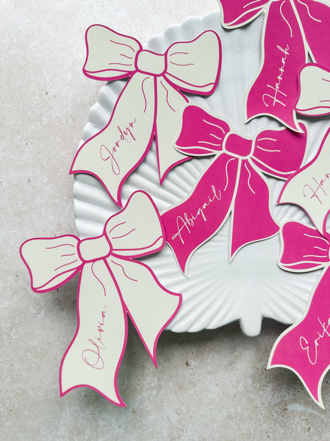 Wedding Bow Name Card | Wedding Place Setting | Bows Wedding | Bow ...