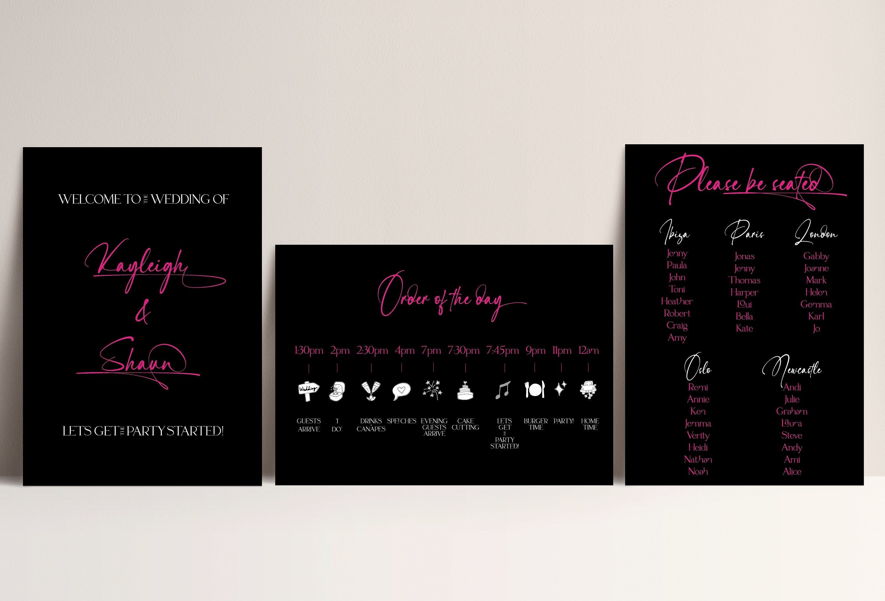 Wedding Welcome Sign Wedding Running Order Sign Event Sign ACTUAL ...