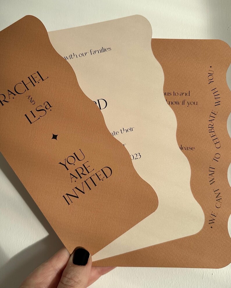 Wedding Digitally Printed A5 Wave Shaped Invitation Shaped - Etsy