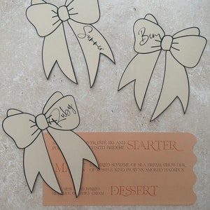 Wedding Bow Name Card | Wedding Place Setting | Bows Wedding | Bow ...